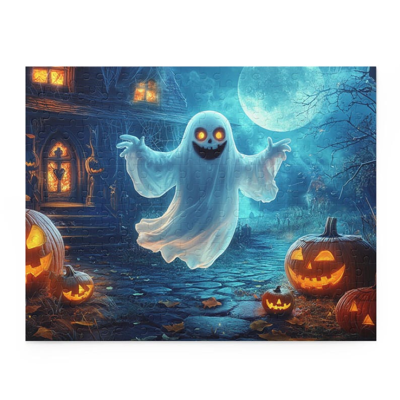 Spooky Halloween Ghost and Pumpkin Puzzle | Haunted House & Jack-o ...