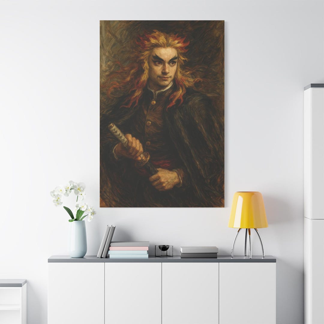 Demon Slayer Rengoku Kyojuro Classical Portrait Canvas, Gift for Art ...