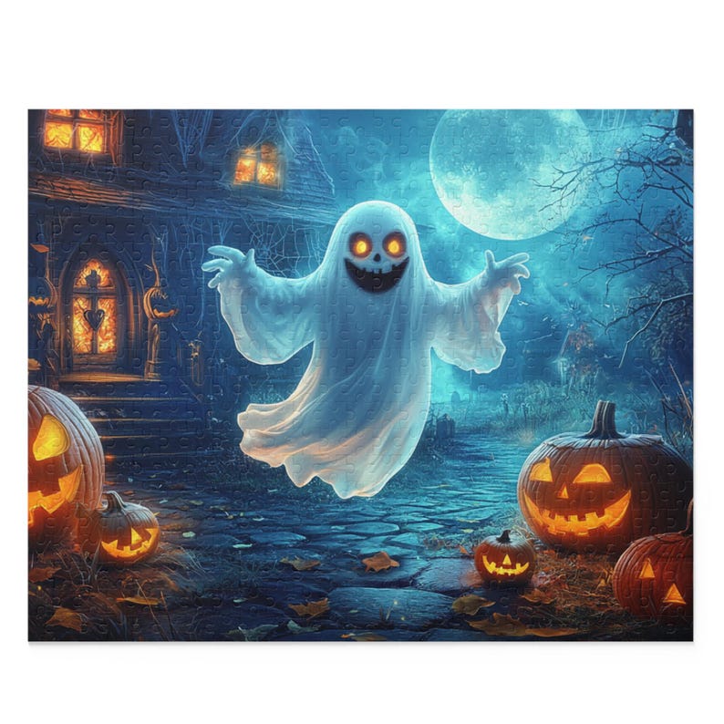 Spooky Halloween Ghost and Pumpkin Puzzle | Haunted House & Jack-o ...