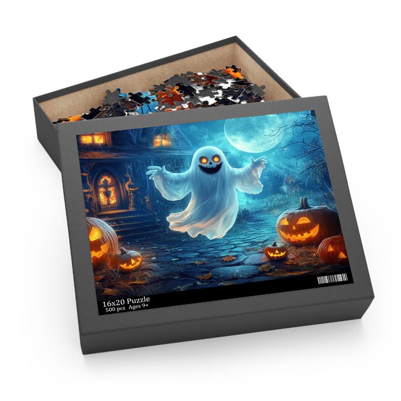 Spooky Halloween Ghost and Pumpkin Puzzle | Haunted House & Jack-o ...