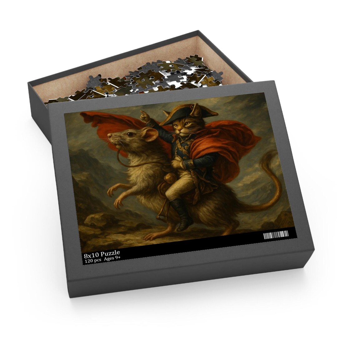 Regal Cat General Jigsaw Puzzle Napoleonic Kitty Riding a Giant Rat ...