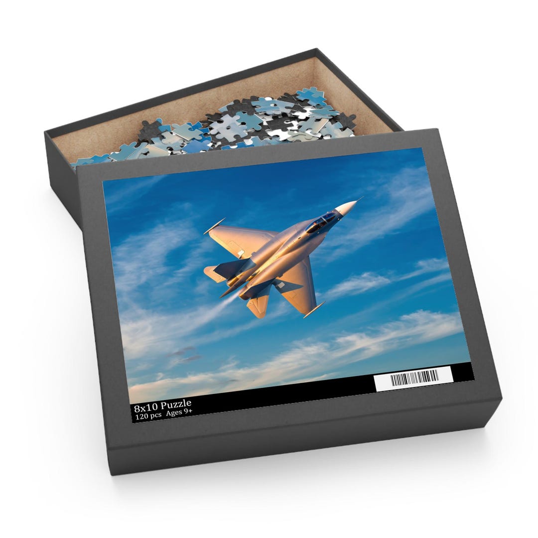 Fighter Jet Jigsaw Puzzle, High-speed Military Aircraft in Blue Sky ...
