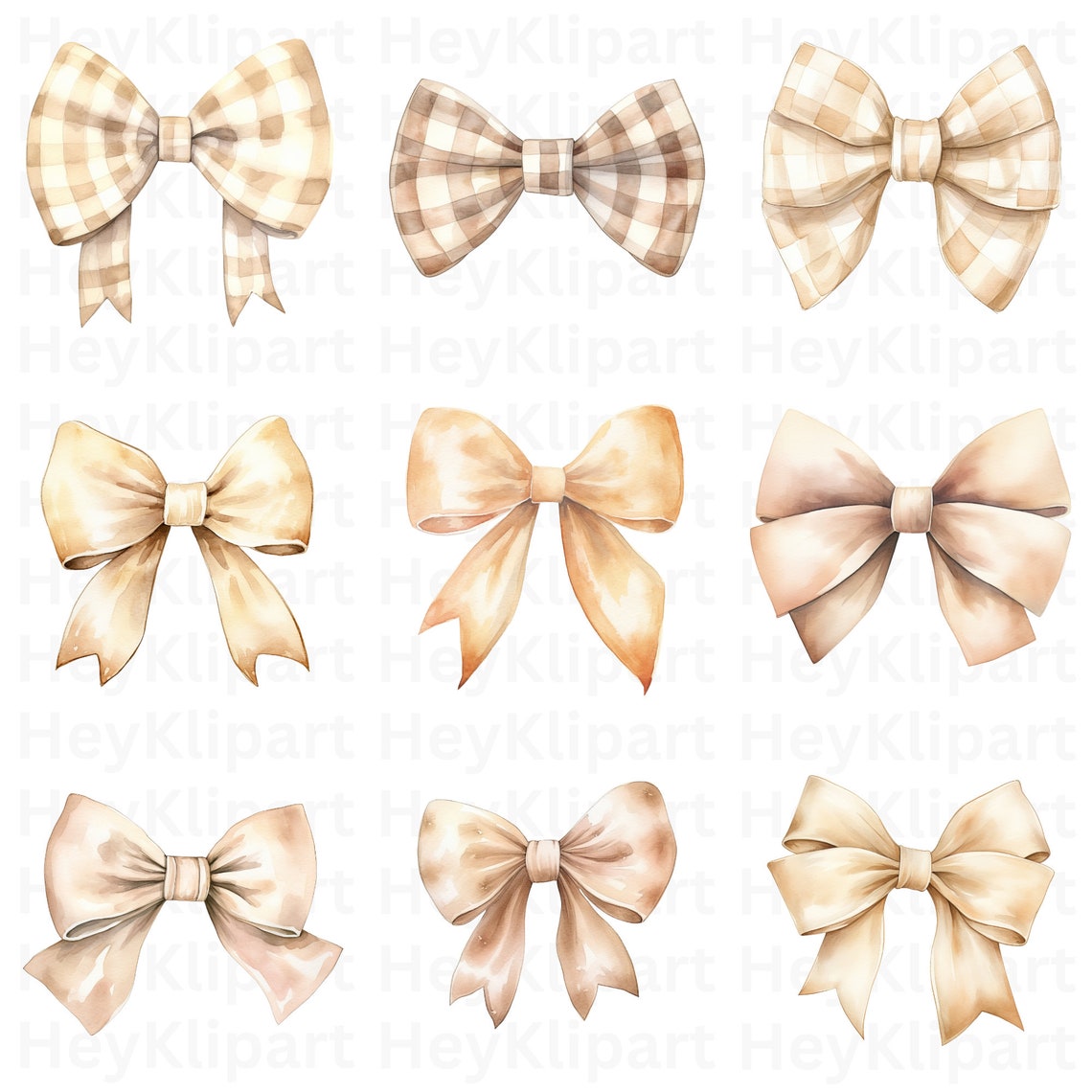 Beige Bow Watercolor Clipart - Bow Illustrations - Neutral Baby Nursery ...