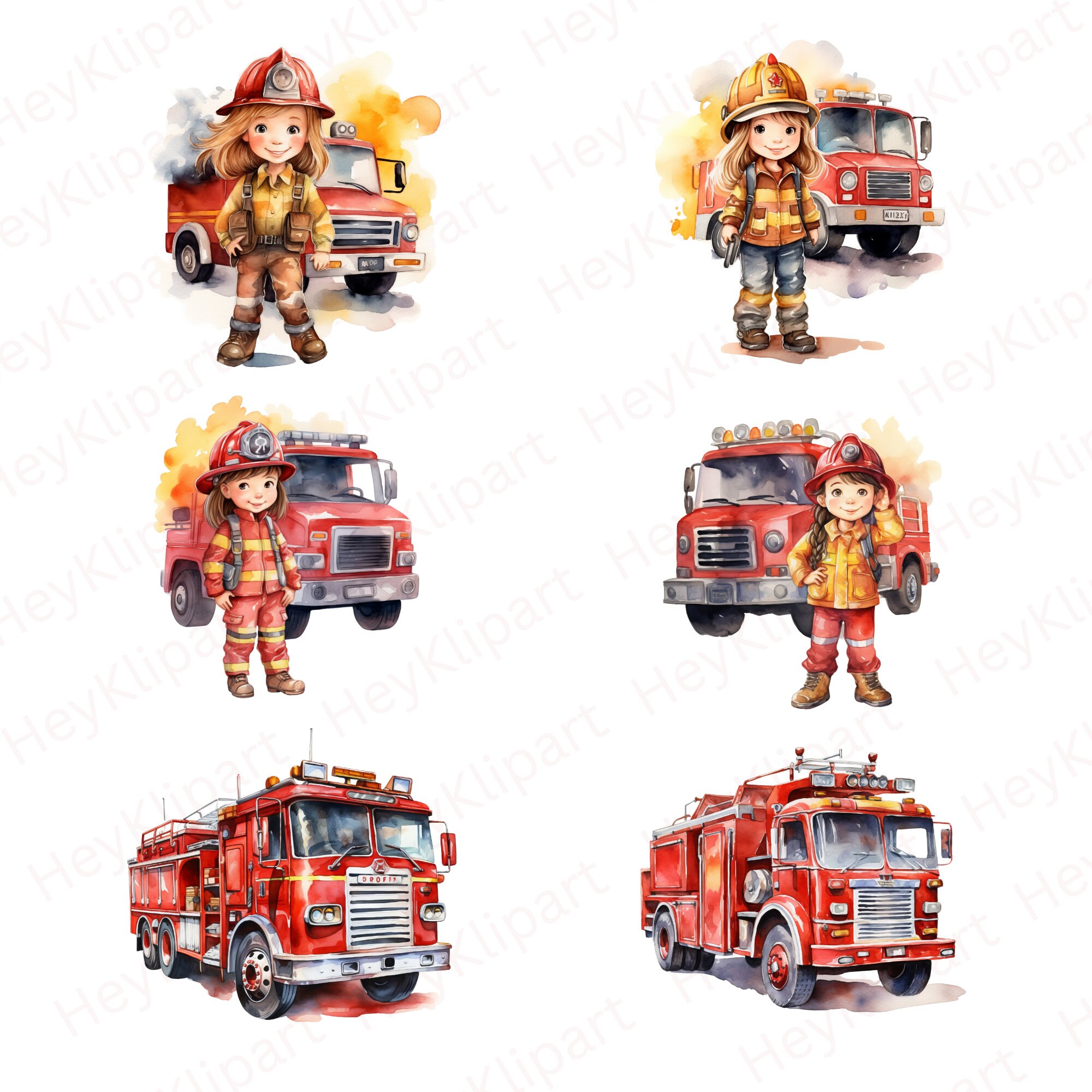 24 Fire Department Watercolor Clipart PNG, Fire Station Fireman, PNG ...
