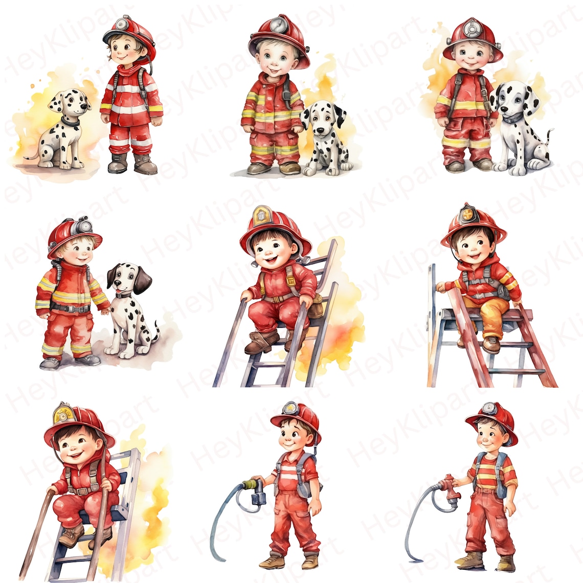 29 Cute Fire Department Watercolor Clipart PNG, Fire Station Fireman ...