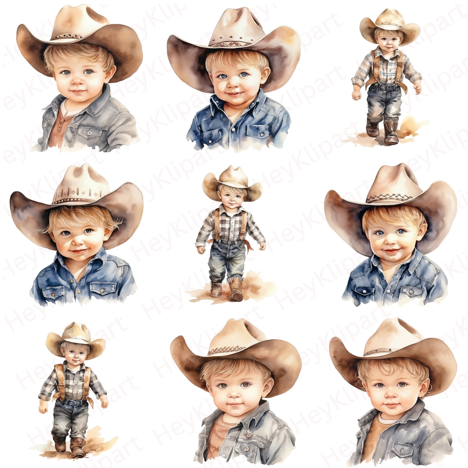 Cute Cowboy Clipart, Baby Cowboy PNG, Wild West Clipart, Baby Western ...