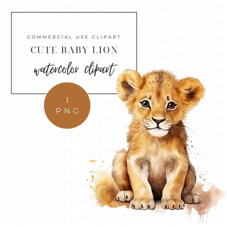 Watercolor Baby Lion Clipart: Nursery Decor PNG (commercial License) - Etsy