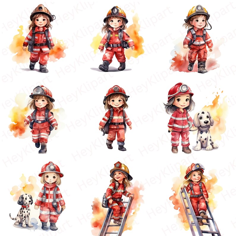 45 Fire Department Watercolor Clipart Bundle PNG, Fire Station, PNG ...