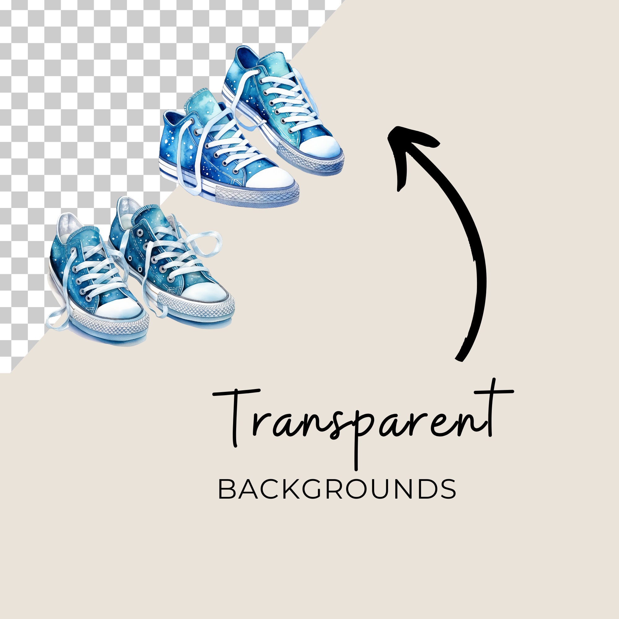 Watercolor Sneakers Clipart - Colorful Sneakers - Cute Fashion PNG ...