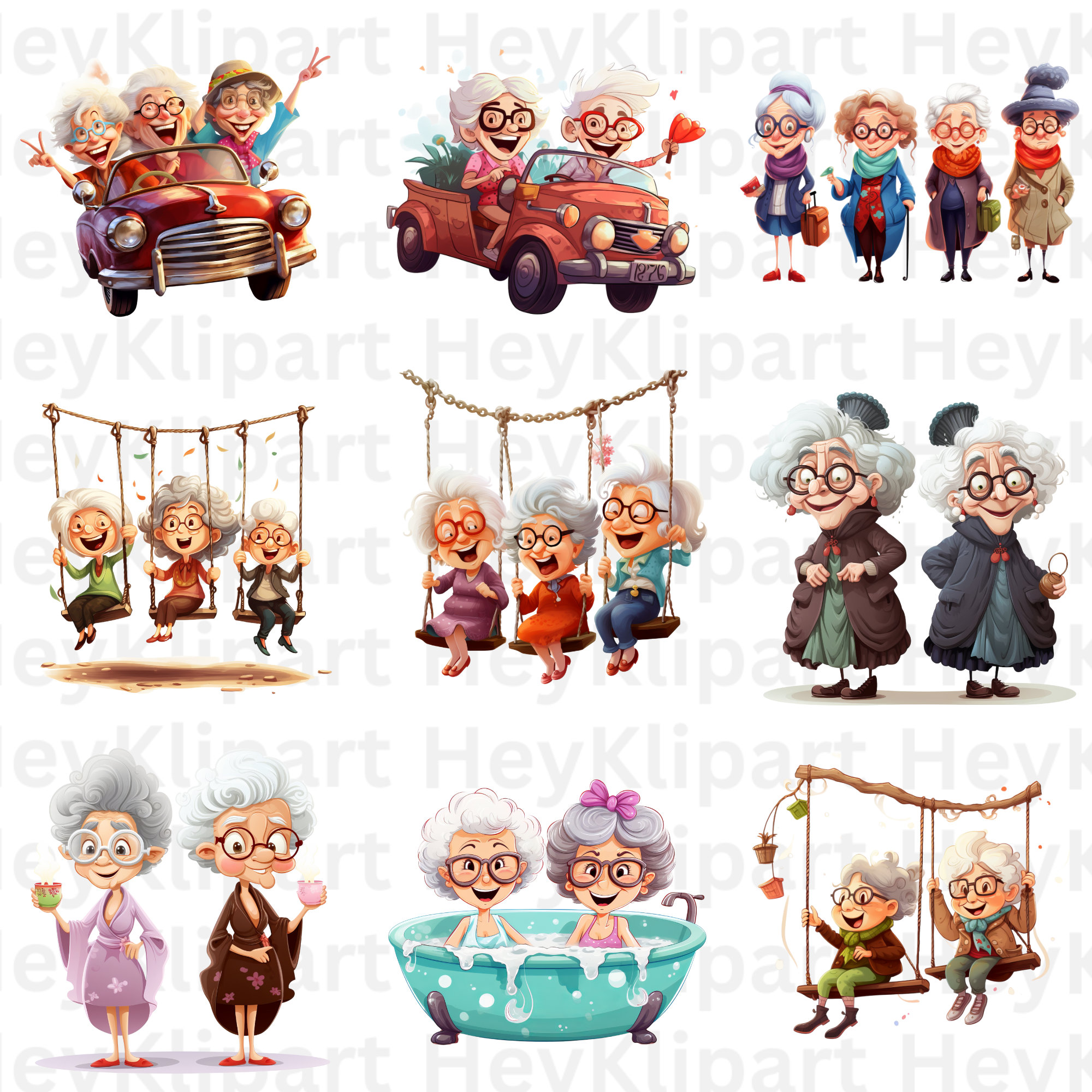Funny Old People Clipart - Funny Old Ladies and Men - Cute Grandmas and ...