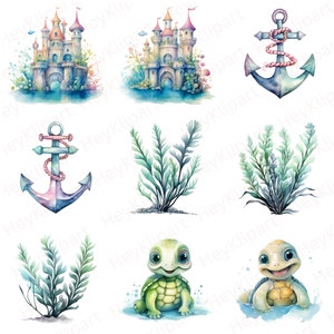 Under the Sea Watercolor Clipart, Cute Ocean Animal Clip Art, Undersea ...