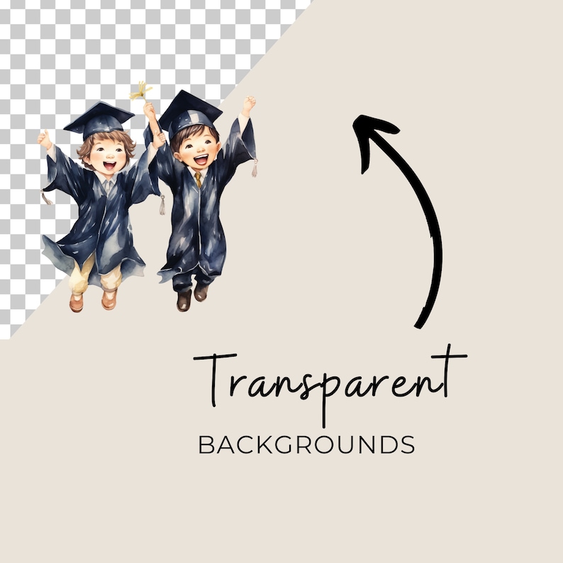 Graduation Clipart Boy Bundle Watercolor PNG Images End of the Year ...
