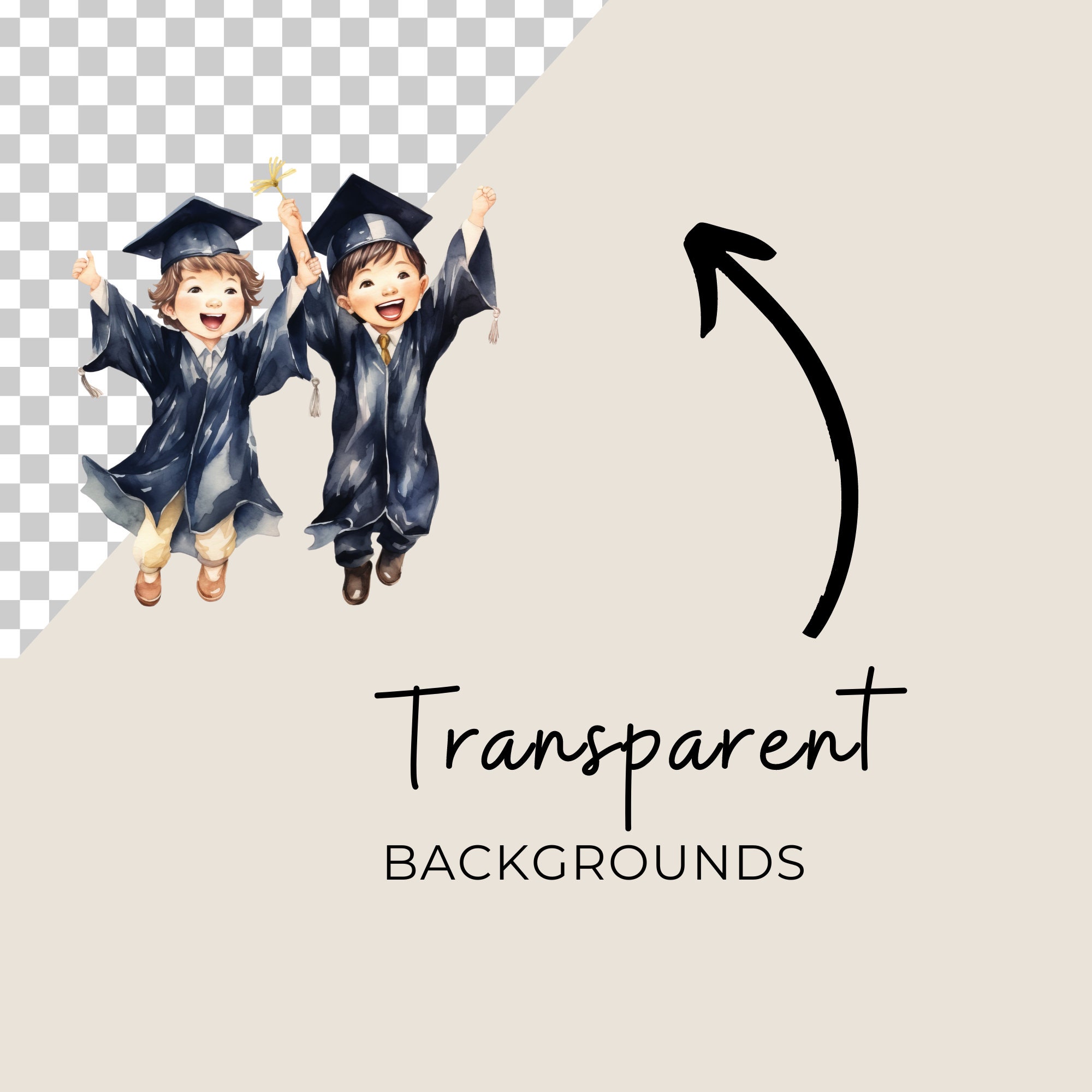 Graduation Clipart Boy Bundle Watercolor PNG Images End of the Year ...