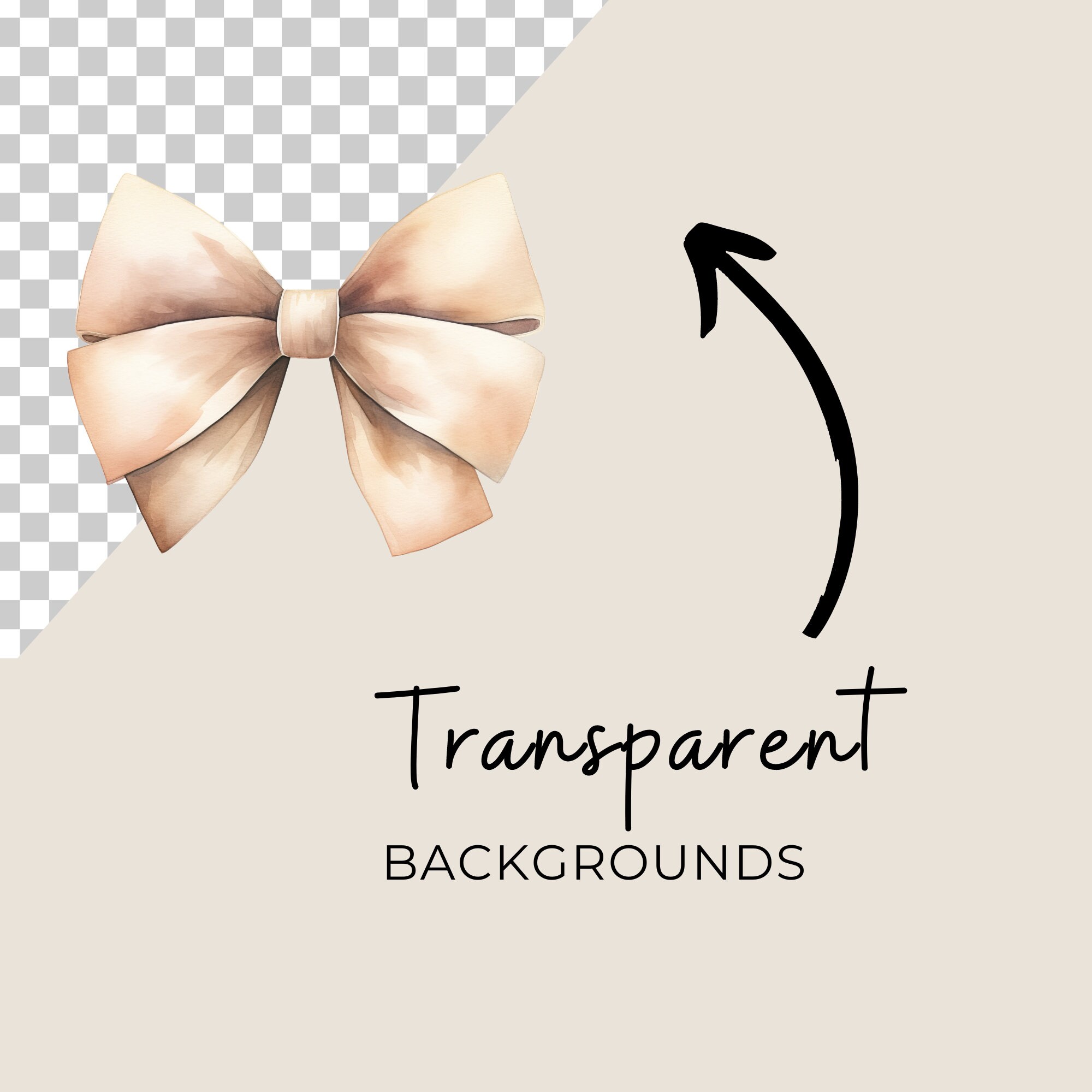Beige Bow Watercolor Clipart - Bow Illustrations - Neutral Baby Nursery ...