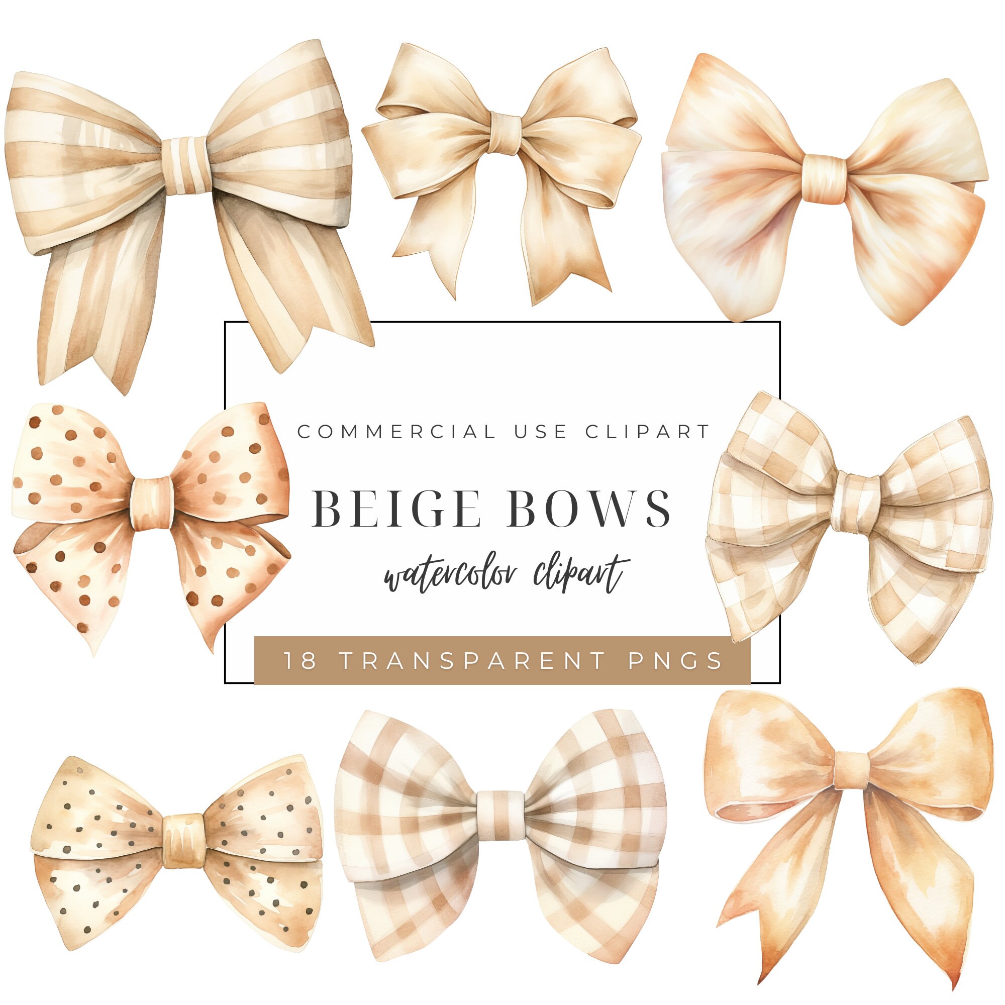 Watercolor Bows Clipart Bundle - Bow Illustrations - Baby Nursery Decor ...