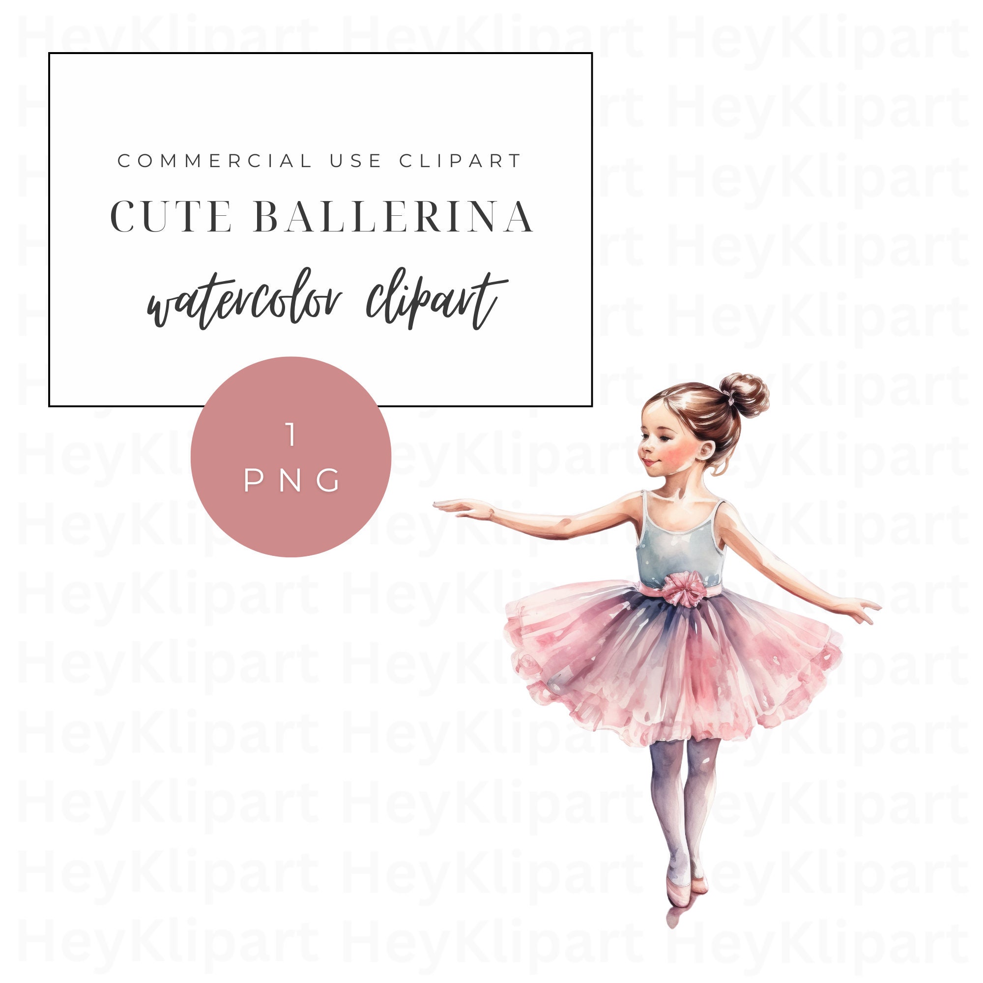 Watercolor Ballerina Clipart - 1 Single PNG Image - Little Ballerina ...