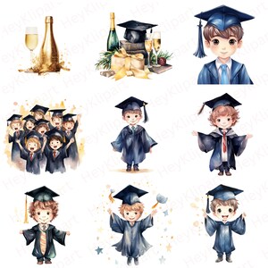 Graduation Clipart Boy Bundle Watercolor PNG Images End of the Year ...