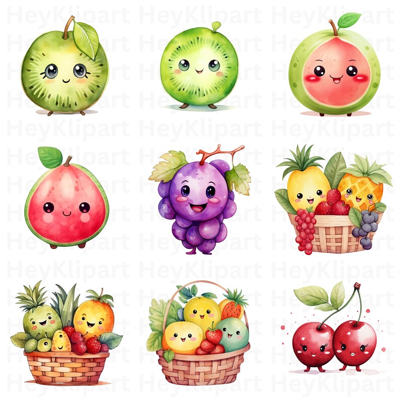 Cute Fruits Clipart Cute Food High Quality Pngs Watercolor Cute Fruits ...