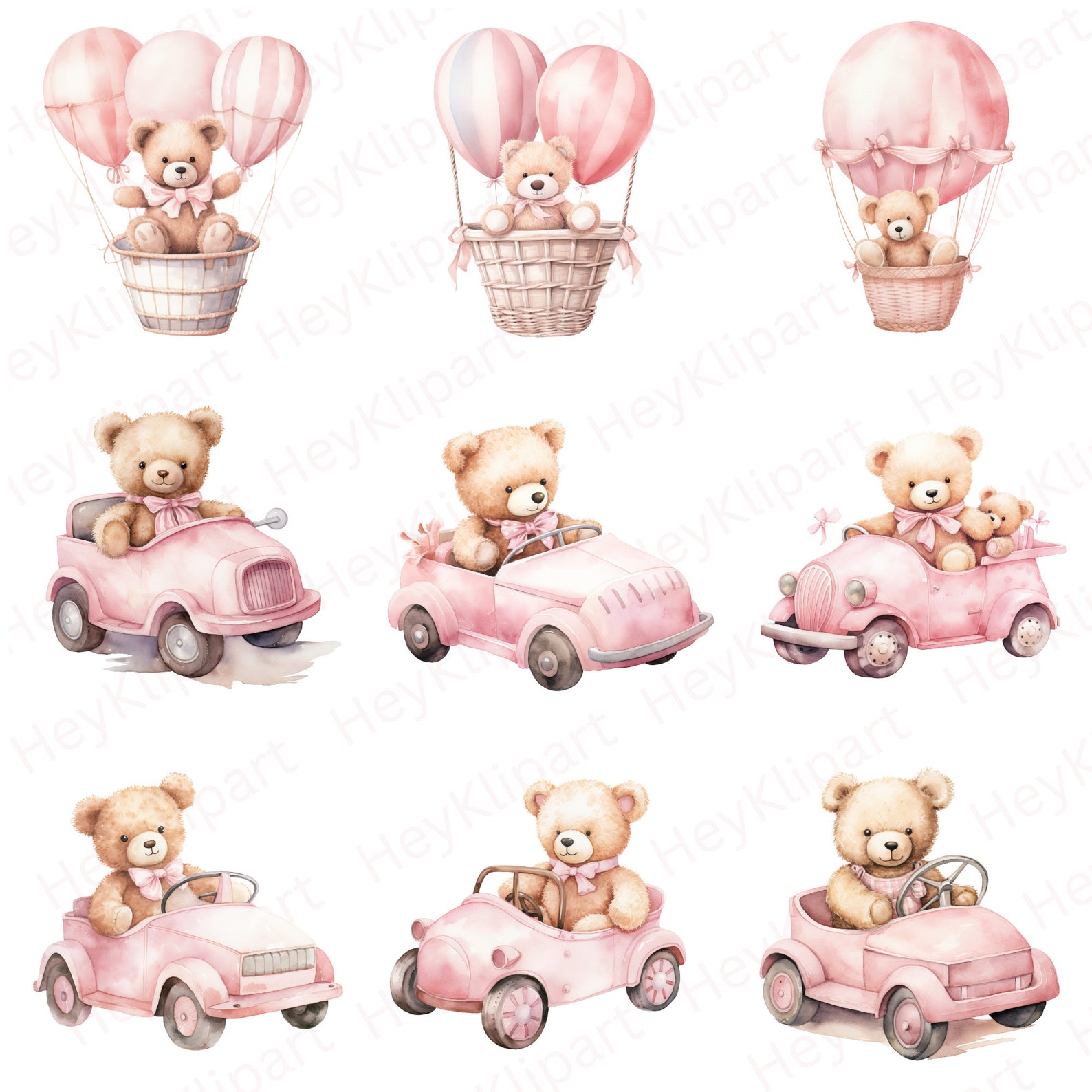 Pink Teddy Bear Clipart, Nursery Baby Bear, Baby Bear PNG, Cute ...