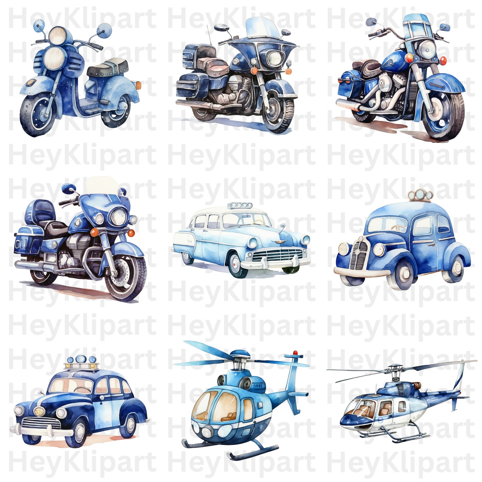 Police Watercolor Clipart, Cute Police Clipart Bundle, Police Badge ...