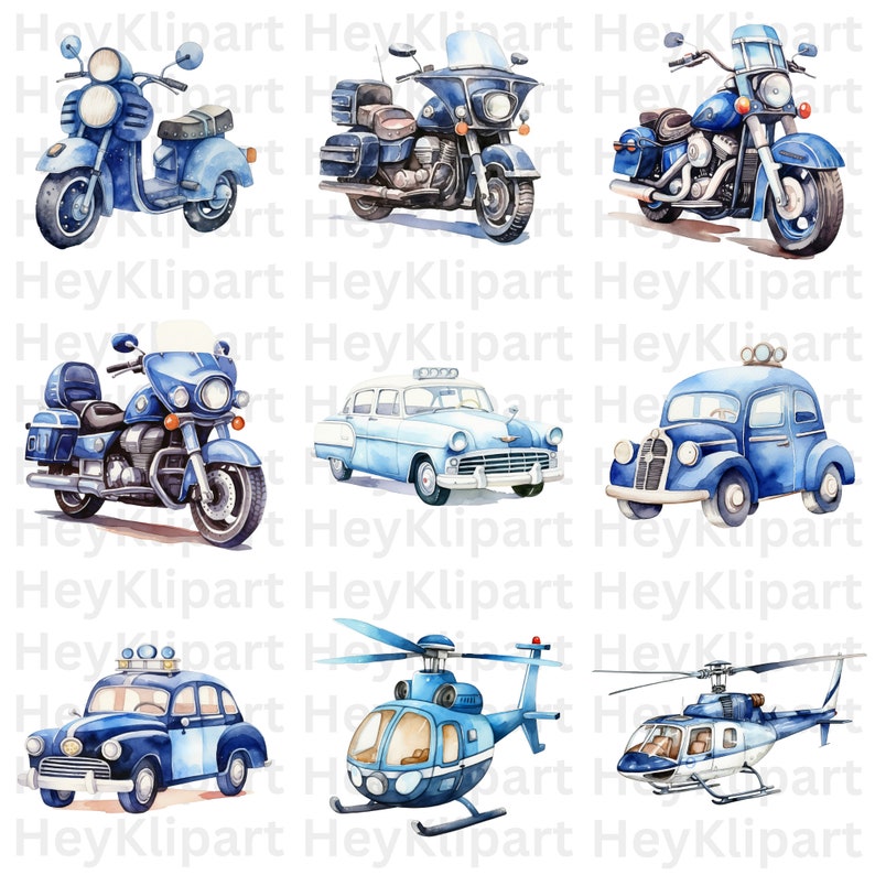 Police Watercolor Clipart, Cute Police Clipart Bundle, Police Badge ...