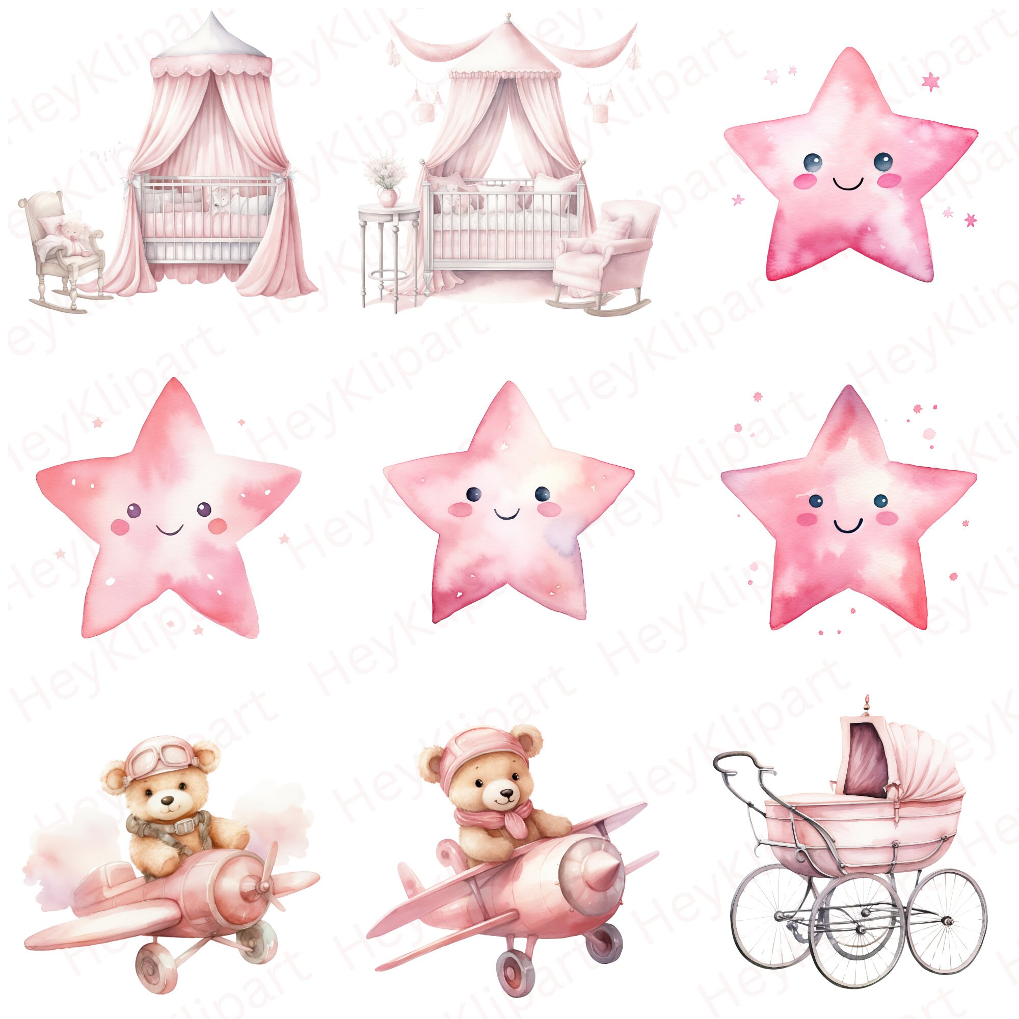 Pink Teddy Bear Clipart, Nursery Baby Bear, Baby Bear PNG, Cute ...