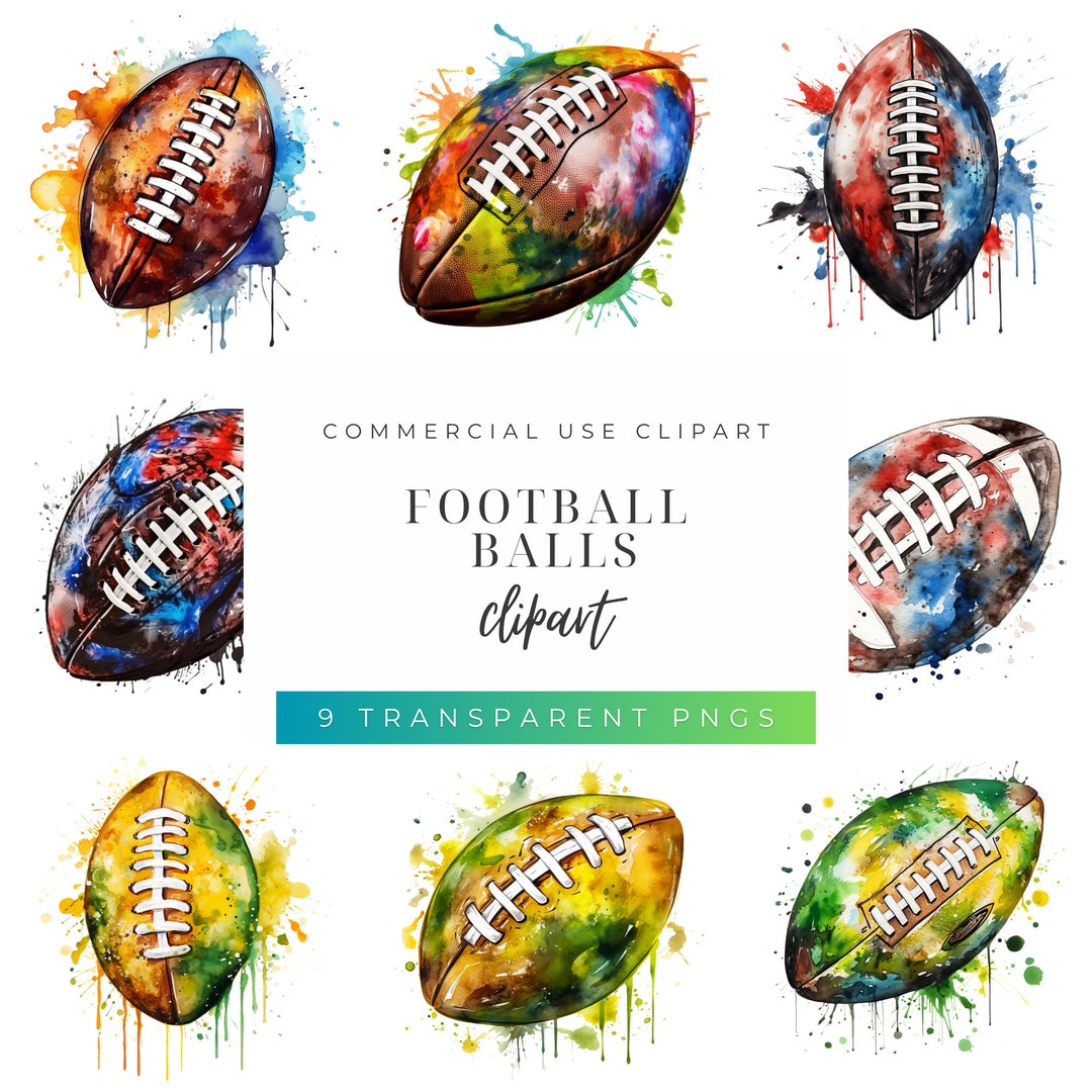 9 Football Balls Png, Watercolor Clipart PNG, Football Posters ...