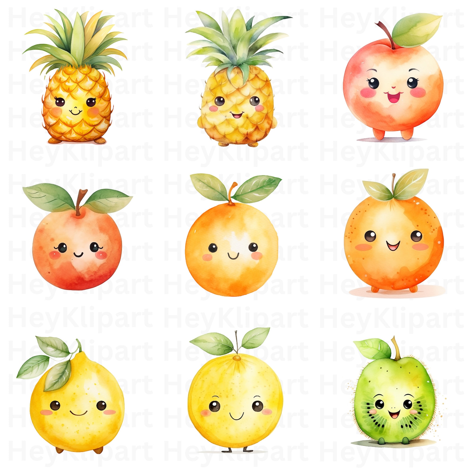 Cute Fruits Clipart - Cute Food - High Quality Pngs - Watercolor Cute ...