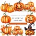 Watercolor Halloween Pumpkin Clipart: Spooky Jack O Lantern Pngs ...