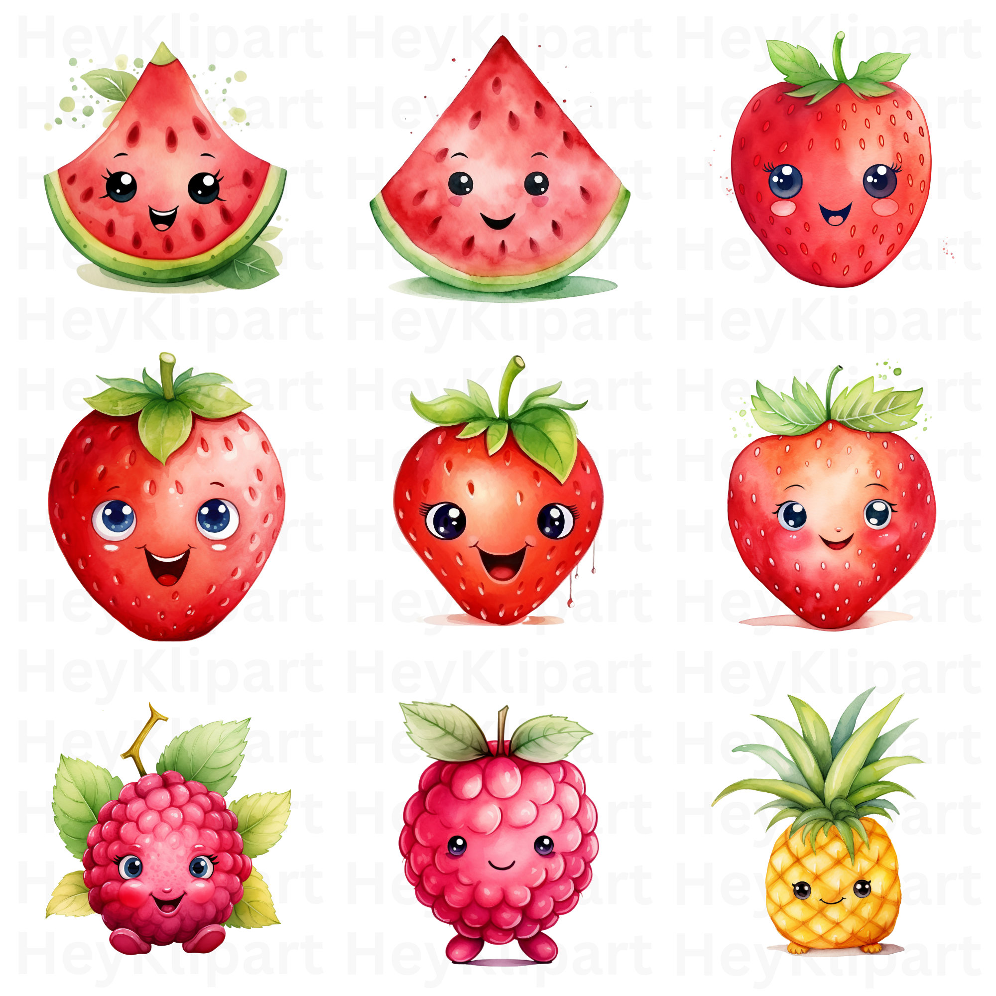 Cute Fruits Clipart - Cute Food - High Quality Pngs - Watercolor Cute ...