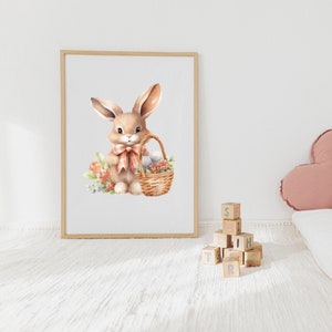 Country Farmhouse Bunny Watercolor Clipart, Instant Download ...