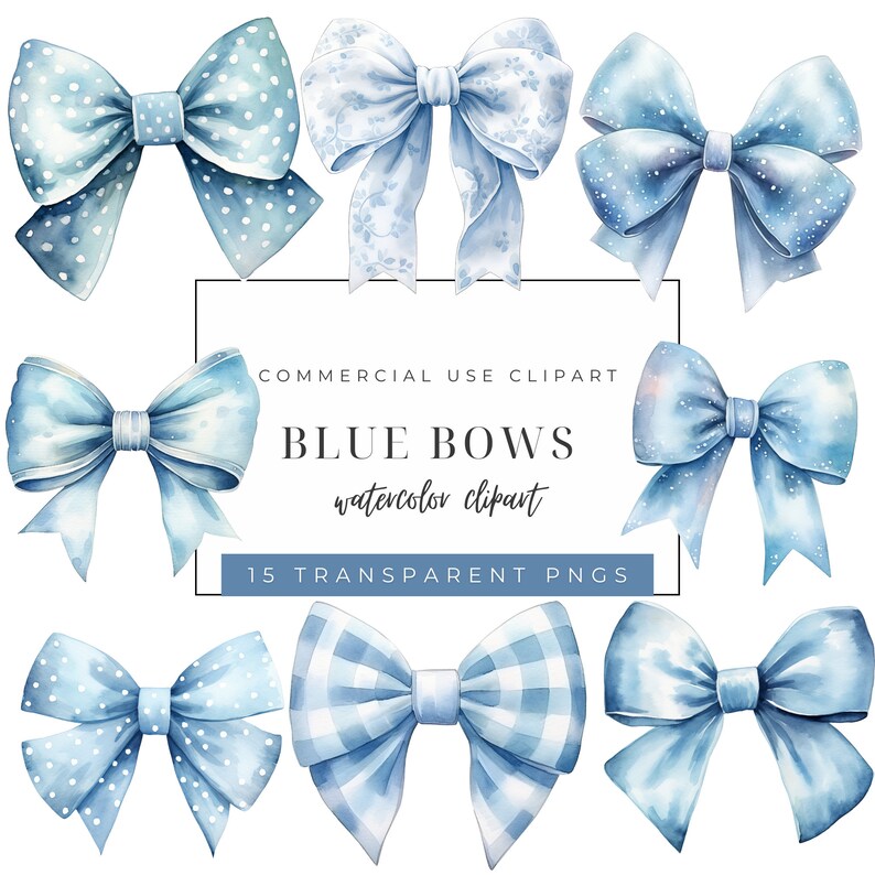 Watercolor Bows Clipart Bundle - Bow Illustrations - Baby Nursery Decor ...