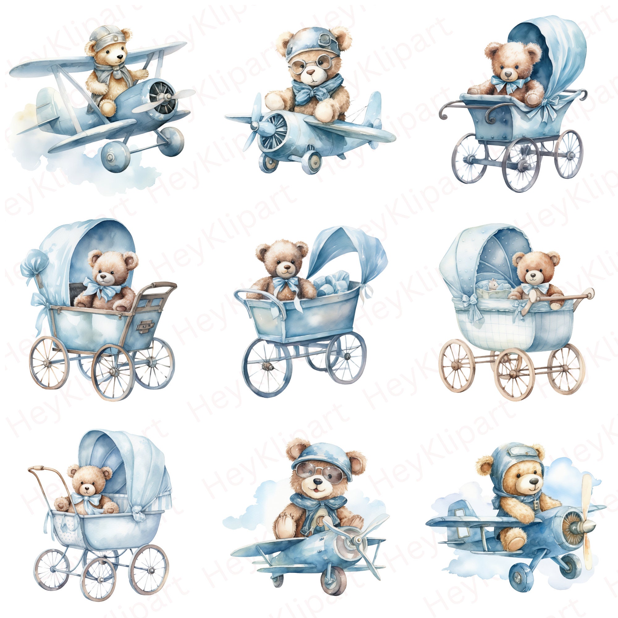 Blue Teddy Bear Clipart, Nursery Baby Bear, Baby Bear PNG, Cute ...