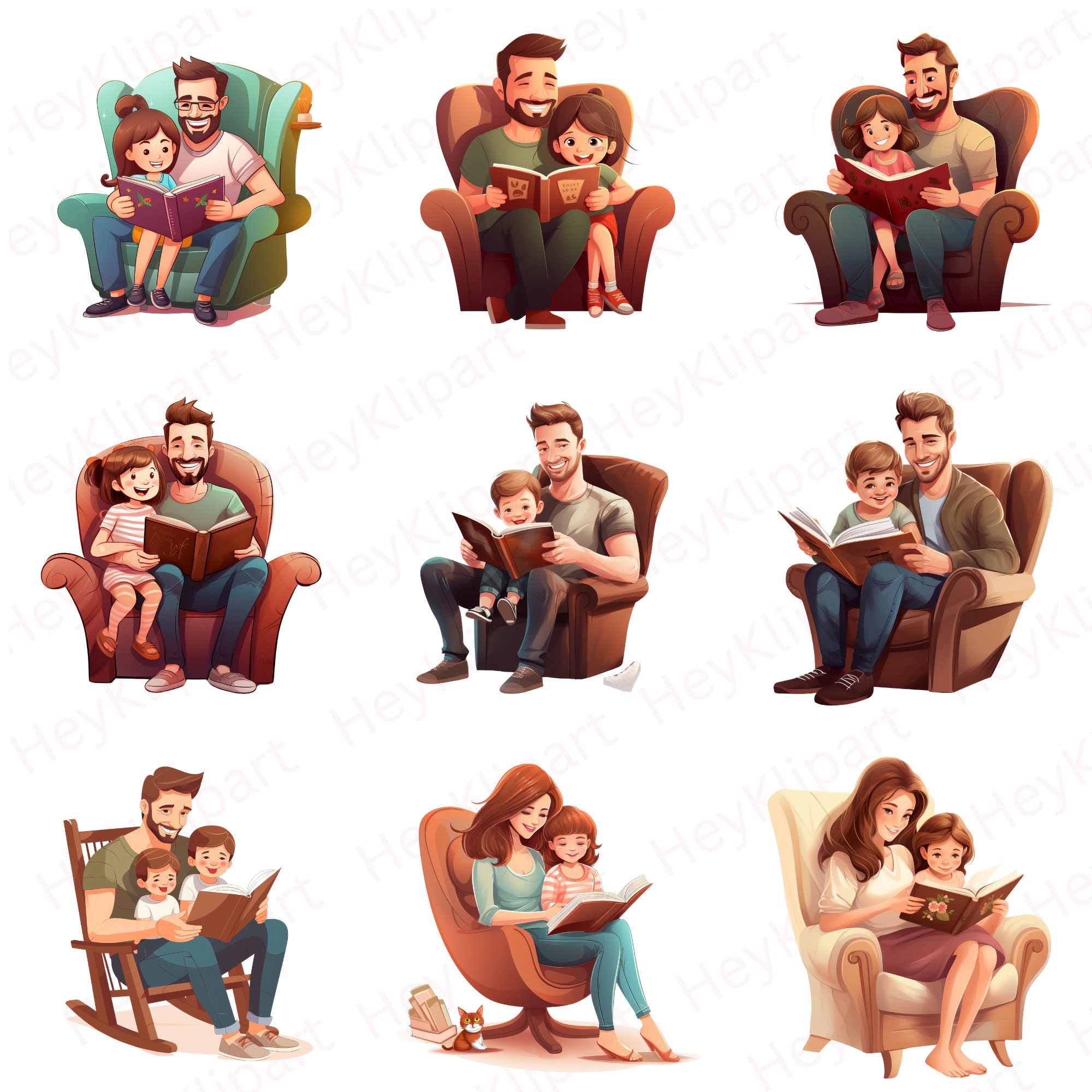 Book Lovers Watercolor Clipart Bundle, Transparent Background, Cozy ...