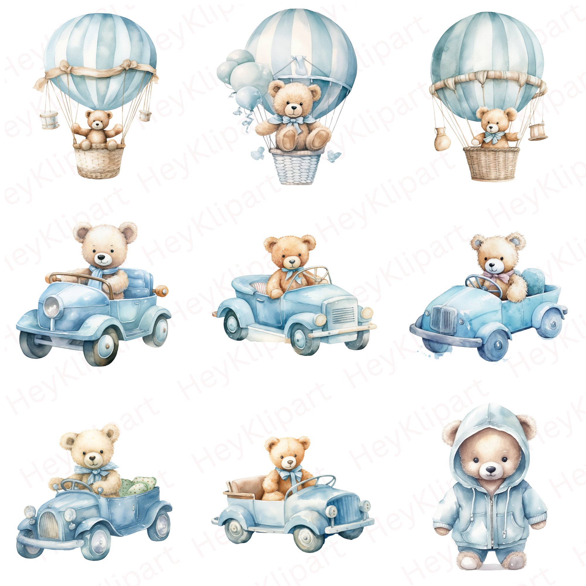 Blue Teddy Bear Clipart, Nursery Baby Bear, Baby Bear PNG, Cute ...
