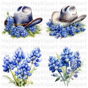Bluebonnets Watercolor Clipart, Cowboy Boots, High Quality Pngs ...
