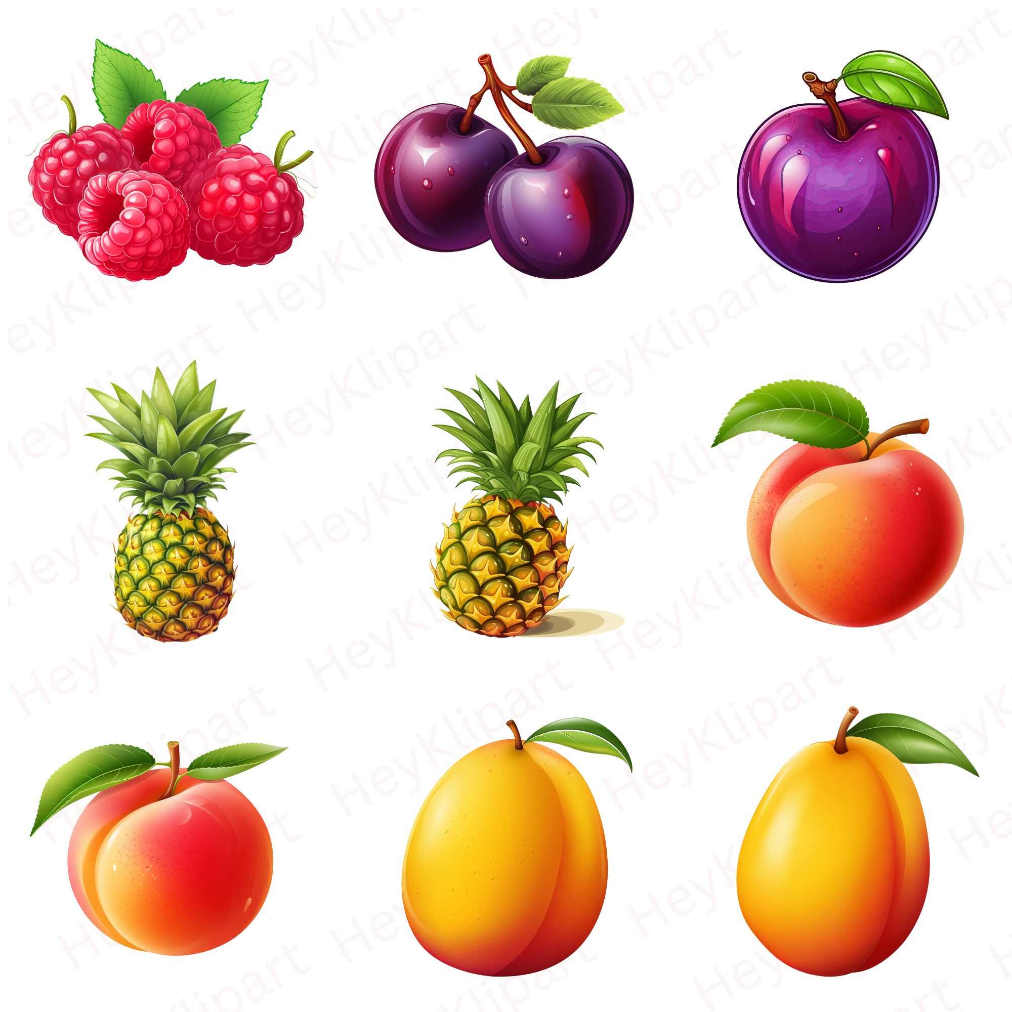 Fruit Clipart Bundle, Fruits PNG, Clipart Set, 35 Pngs, Transparent ...