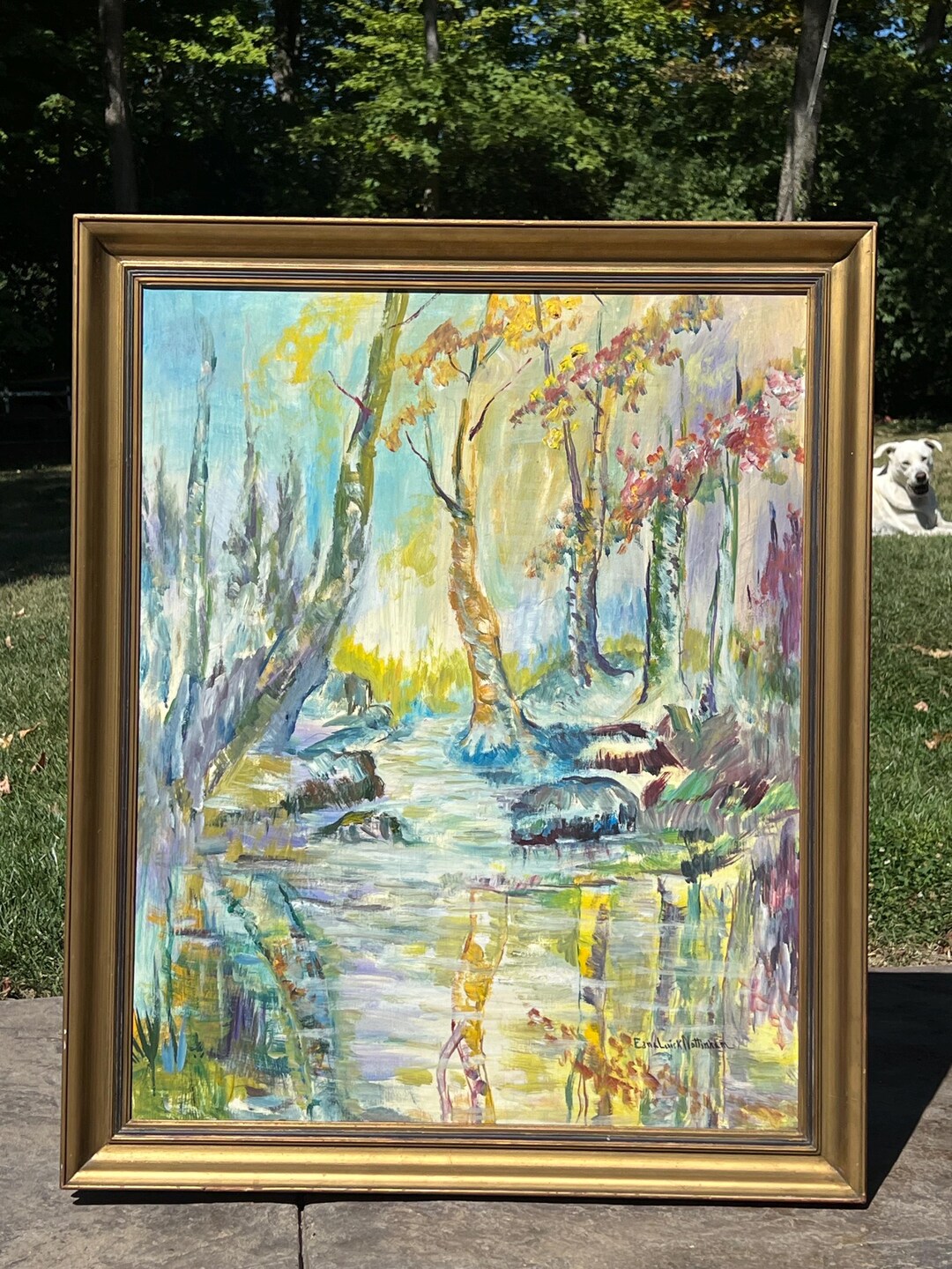 Forest Stream Vintage Landscape Oil Painting by Edna Luick Nottingham ...