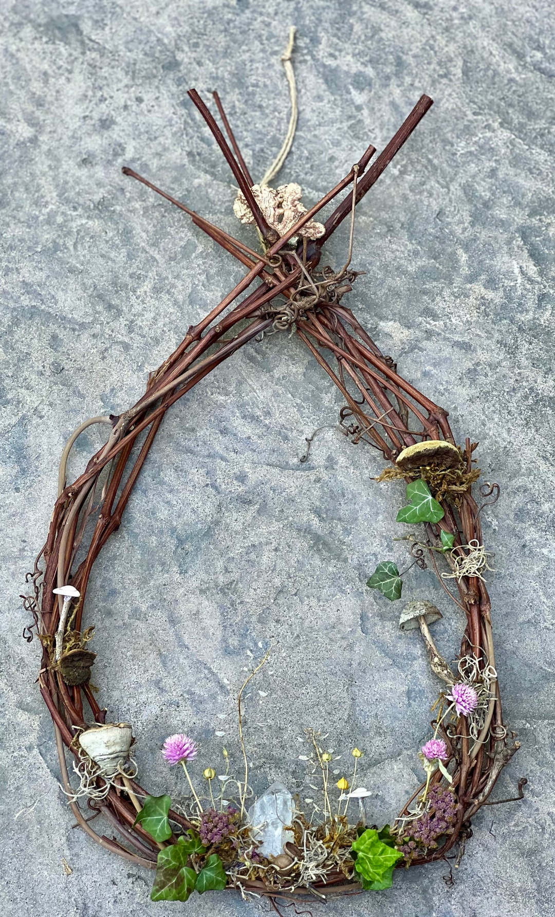 Fairytale Quartz Crystal and Mushroom Wreath |natural Rustic Decor ...