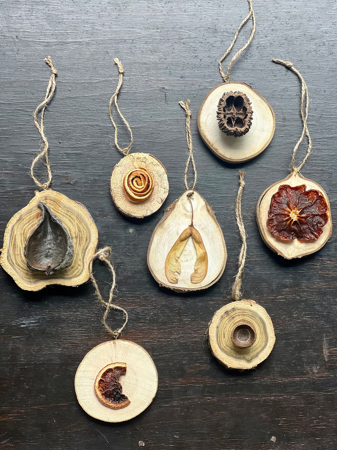 Tree Slice Christmas Natural Ornaments Woodland Primitive Celebration ...