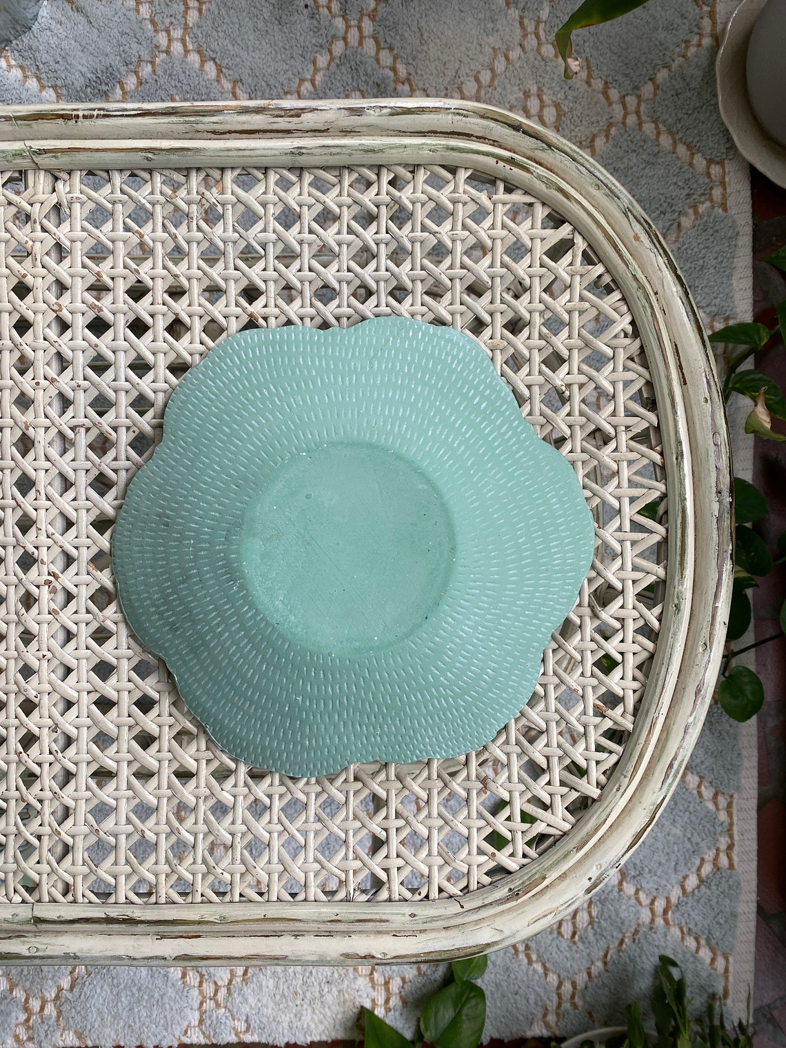 Aqua Painted Terracotta Bunny Plate - Etsy