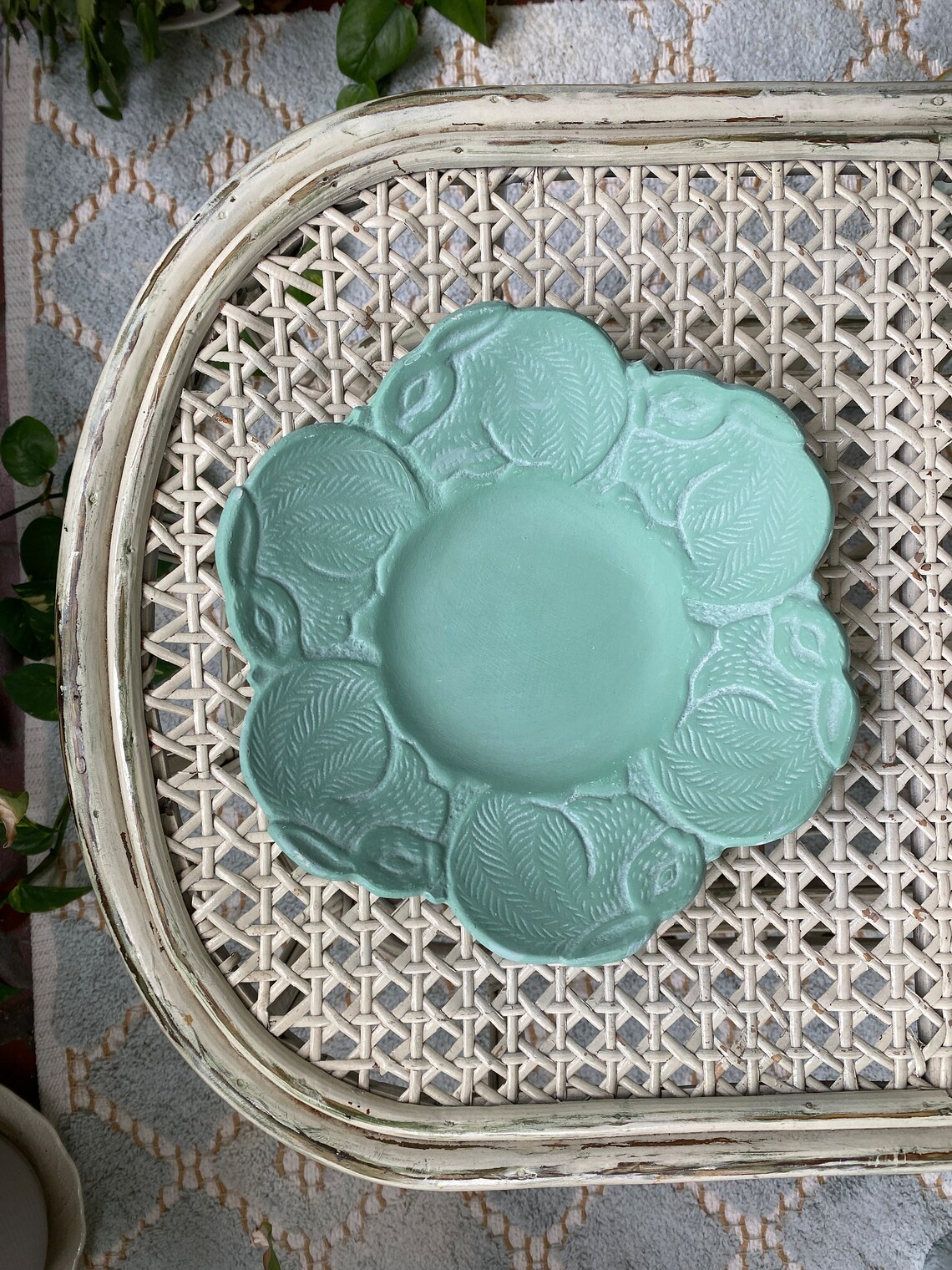 Aqua Painted Terracotta Bunny Plate - Etsy