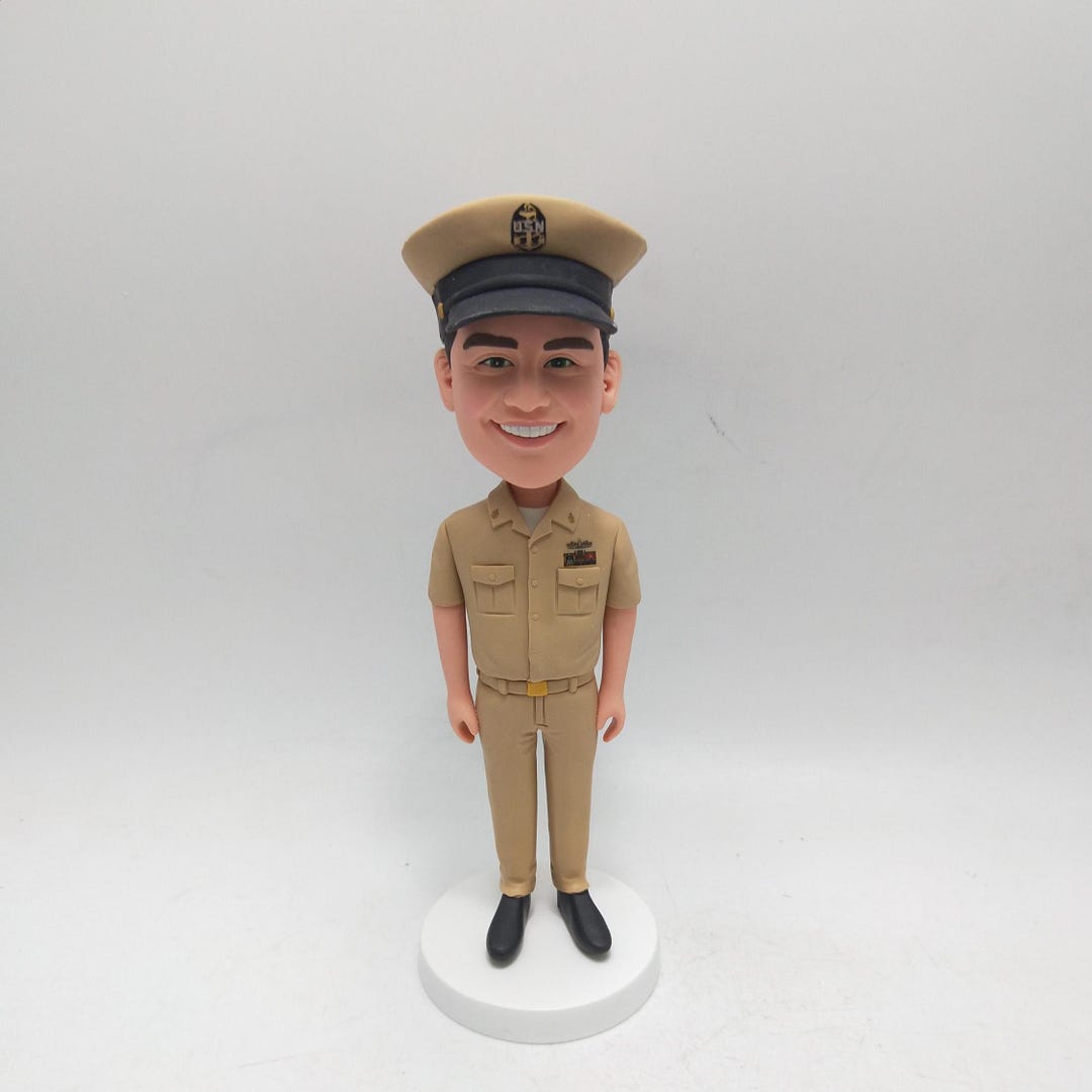 Personalized Navy Officer Bobblehead - Custom Khaki Uniform Figurine ...