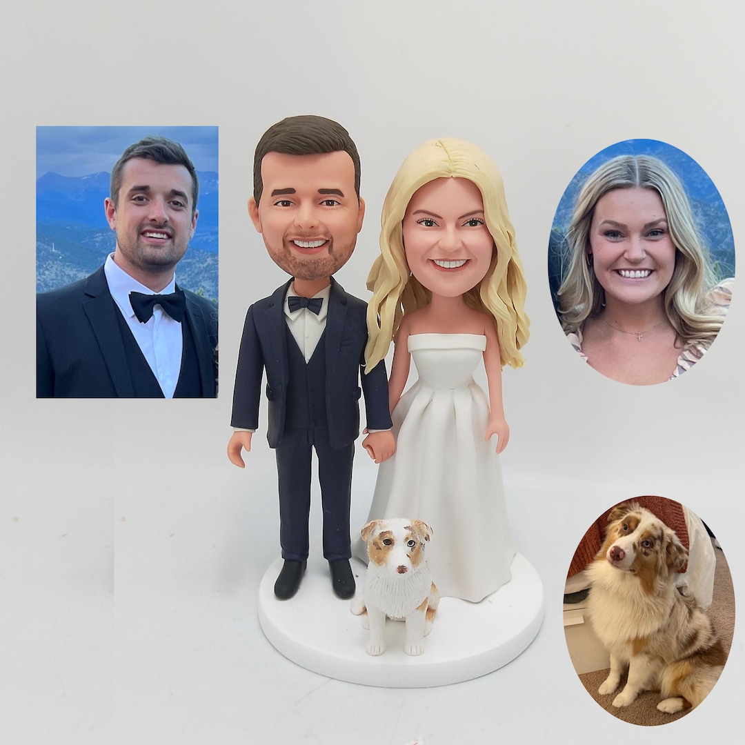 Custom Wedding Bobbleheads, Wedding Cake Hat Statues, Bobbleheads for ...