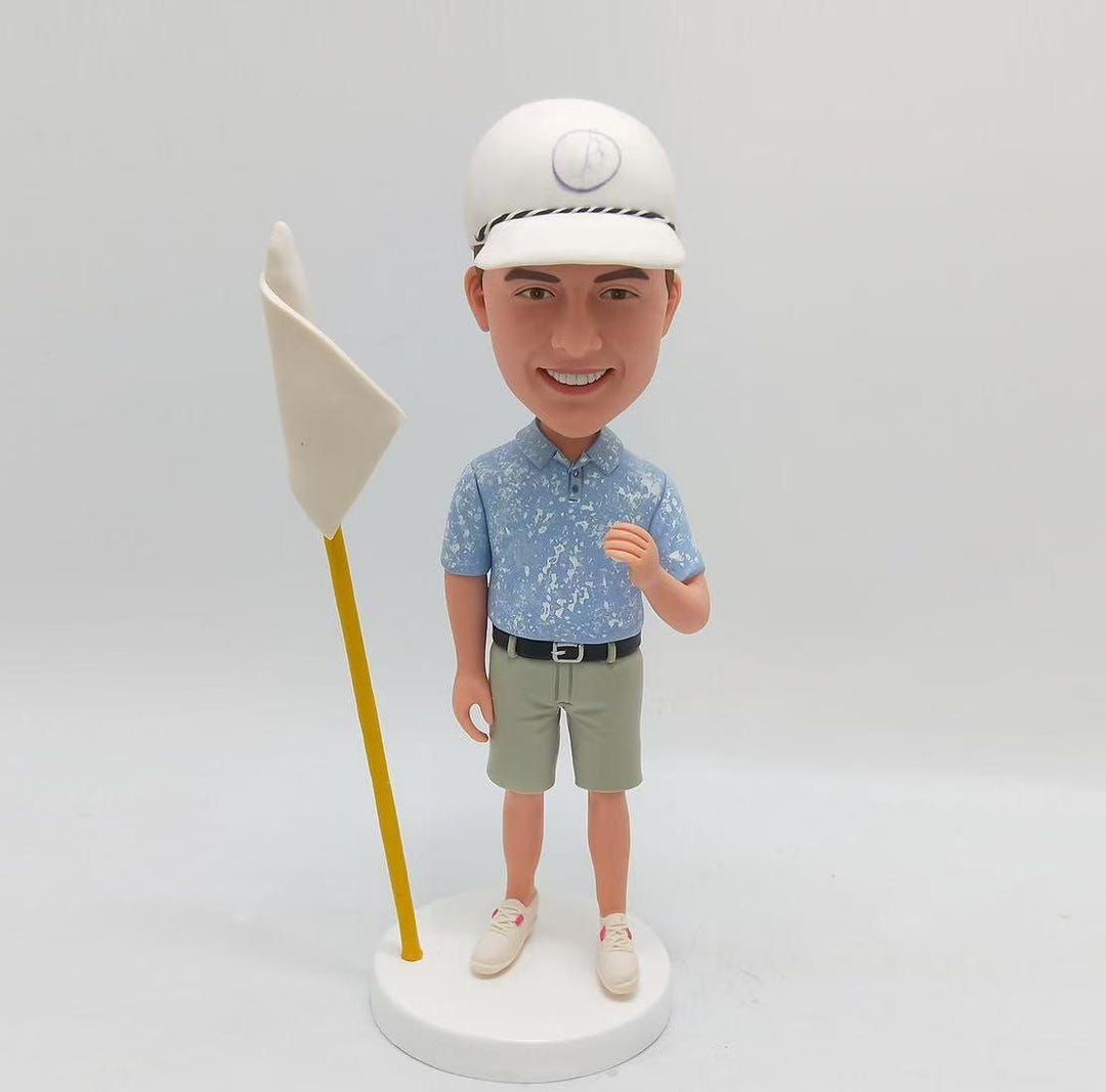 Golf Bobblehead Personalized Figurine With Flag Pole Unique Golfer Gift ...