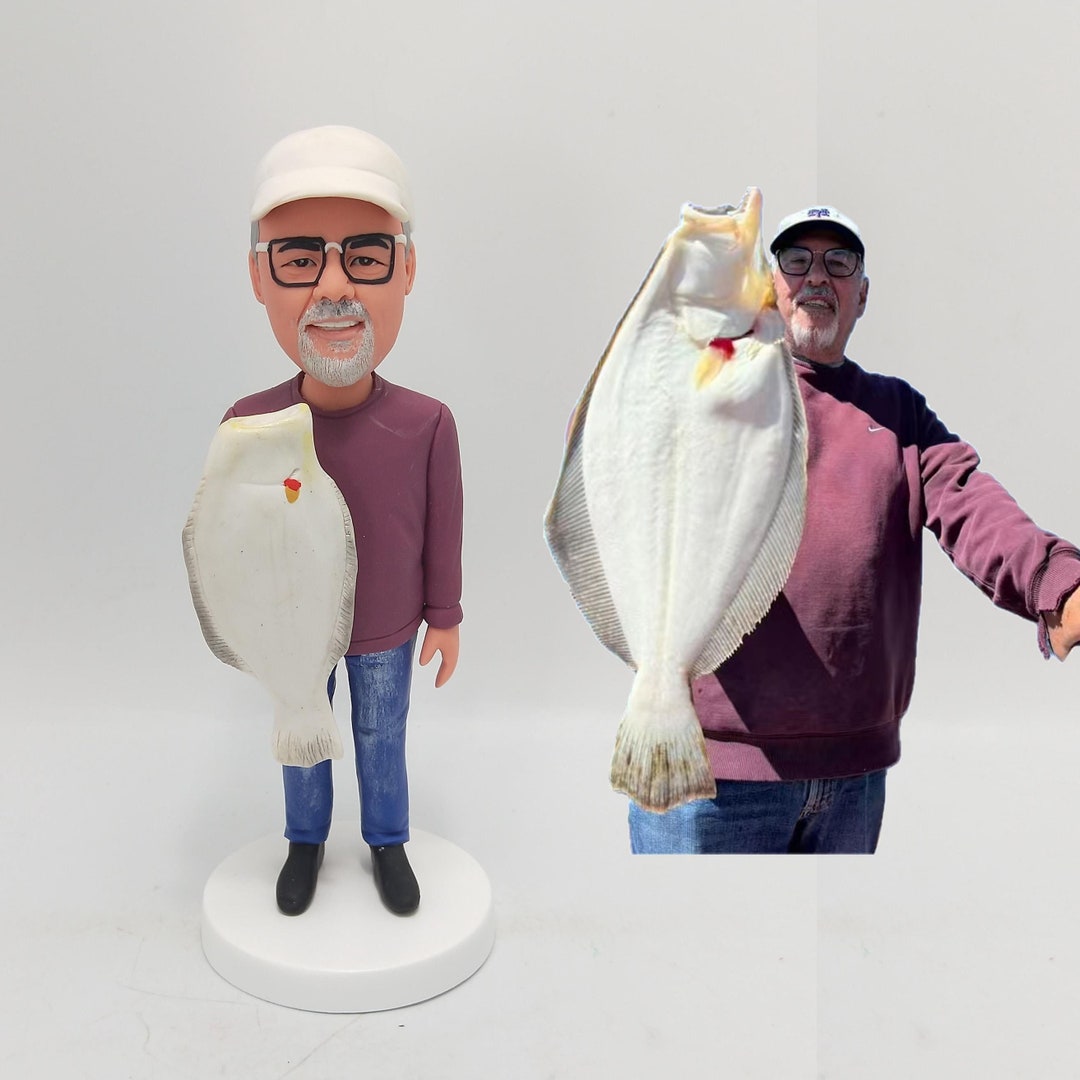 Custom Fishing Bobblehead - Personalized Fisherman Figurine for Dad ...