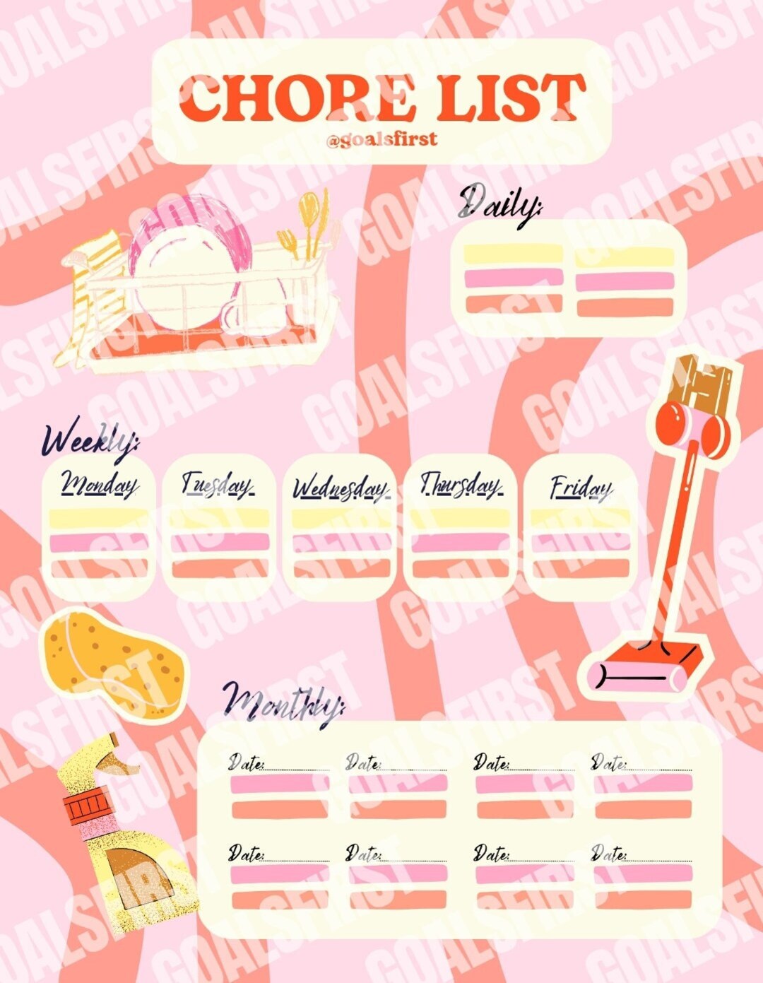 Pink Funk Chore Chart - Etsy