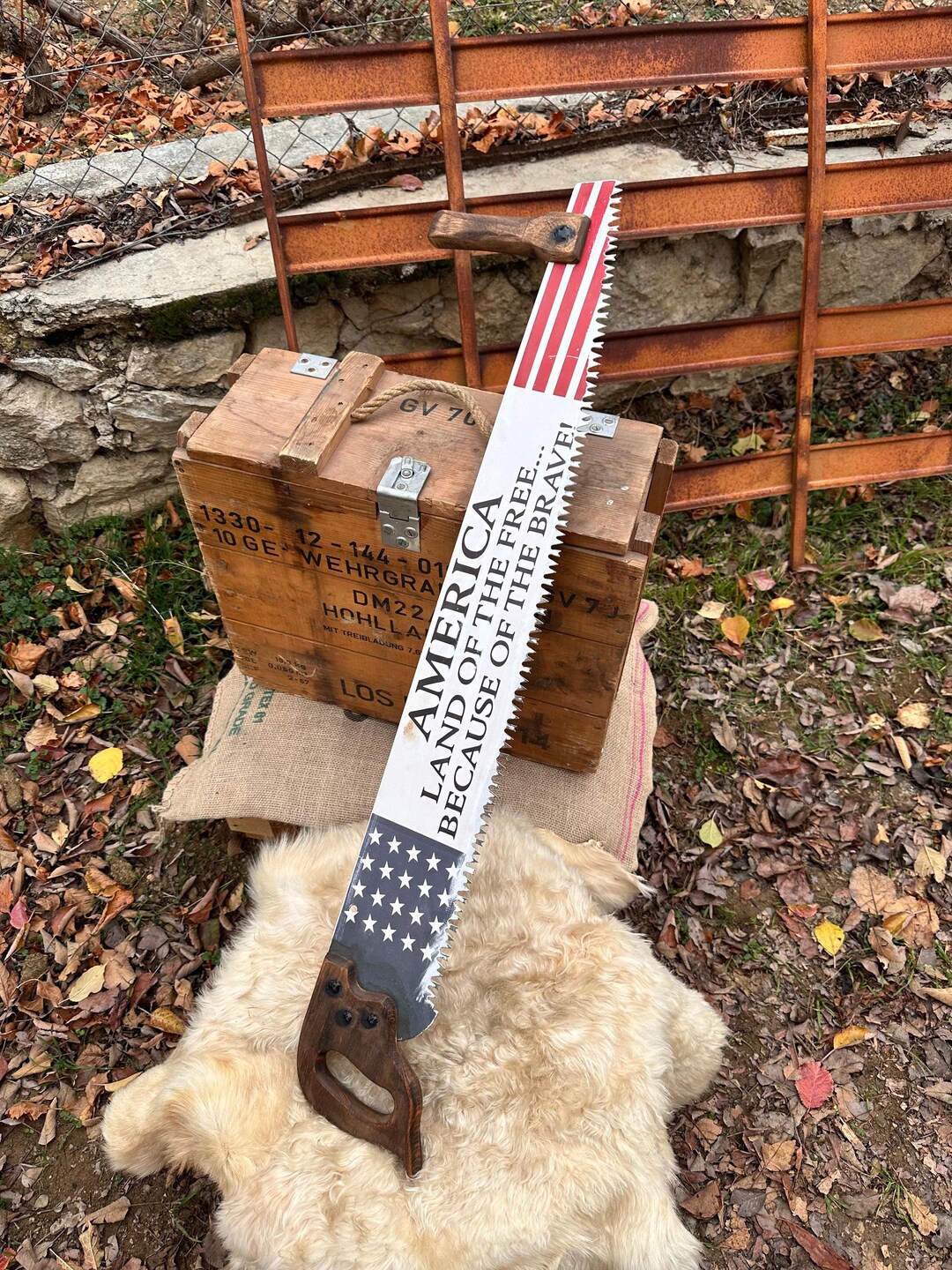 Vintage Large Wood Saw 1980s, Lumberjack, Decorative Rustic Lodge Wall ...