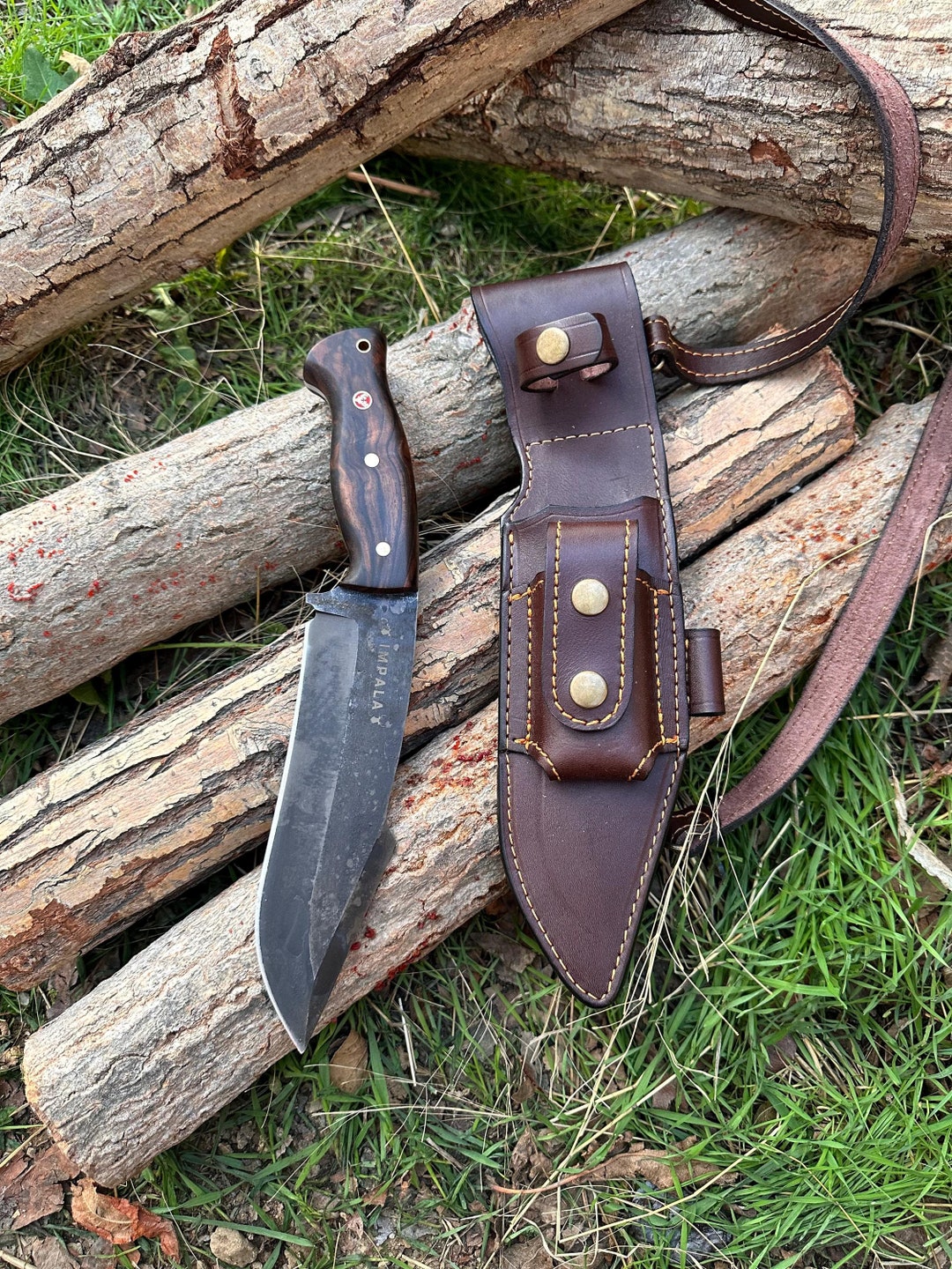 Handforged Machete Knife With Back Sling and Leather Sheath - Etsy
