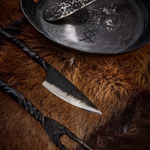 Bushcraft Handforged Cutlery Set,handmade Medieval Utensils Set(3 Pcs ...